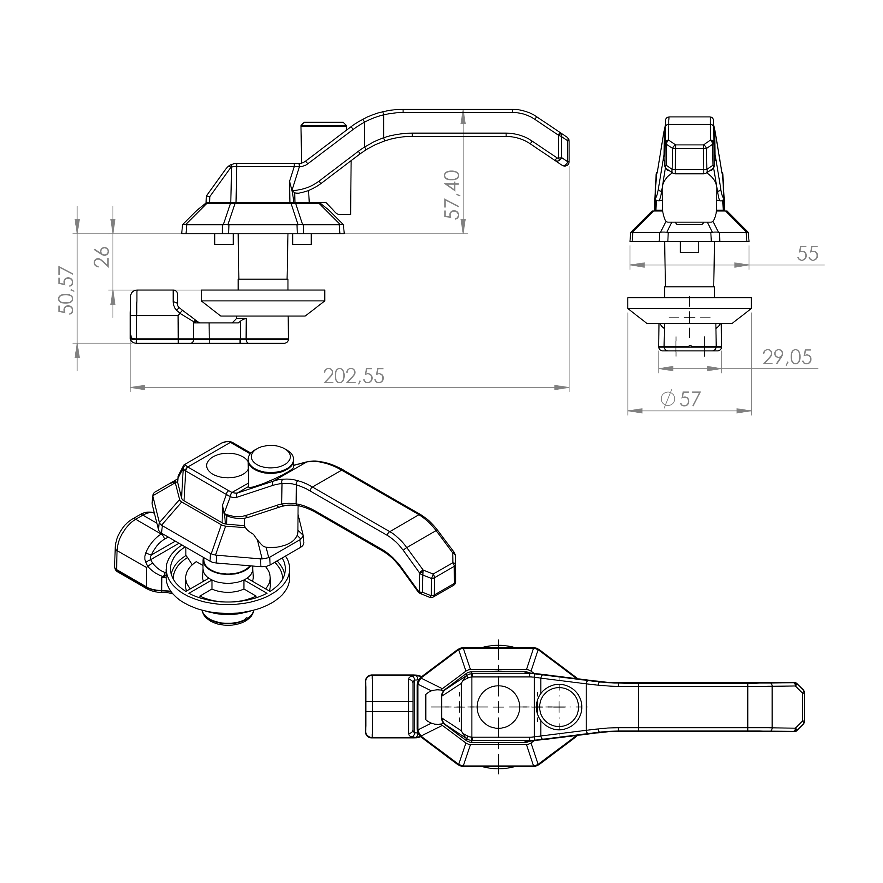 K0001 - Kilitsiz Kapı Kolu (25-40-50-60 mm)
